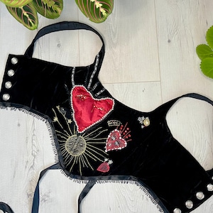 Handmade Heart Heavy Embellished Black Velvet Corset Valentines Corset ...