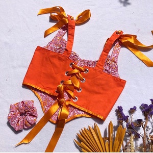 Handmade Retro Floral Reversible Corset With Ruched Cups - Etsy