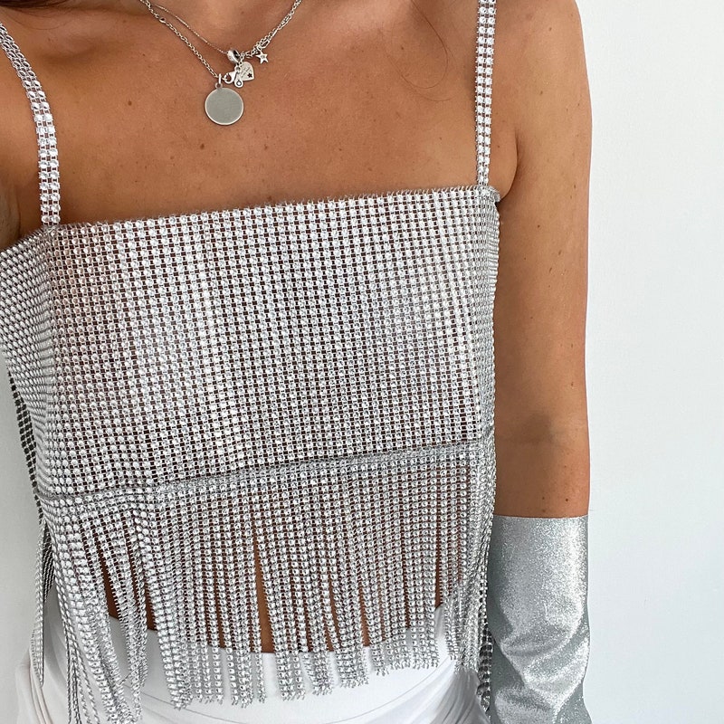 Rhinestone Crop Top - Etsy