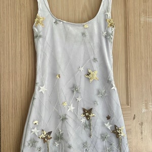 Handmade Silver and Gold Star Embellished Sequin Grey Tulle, White ...