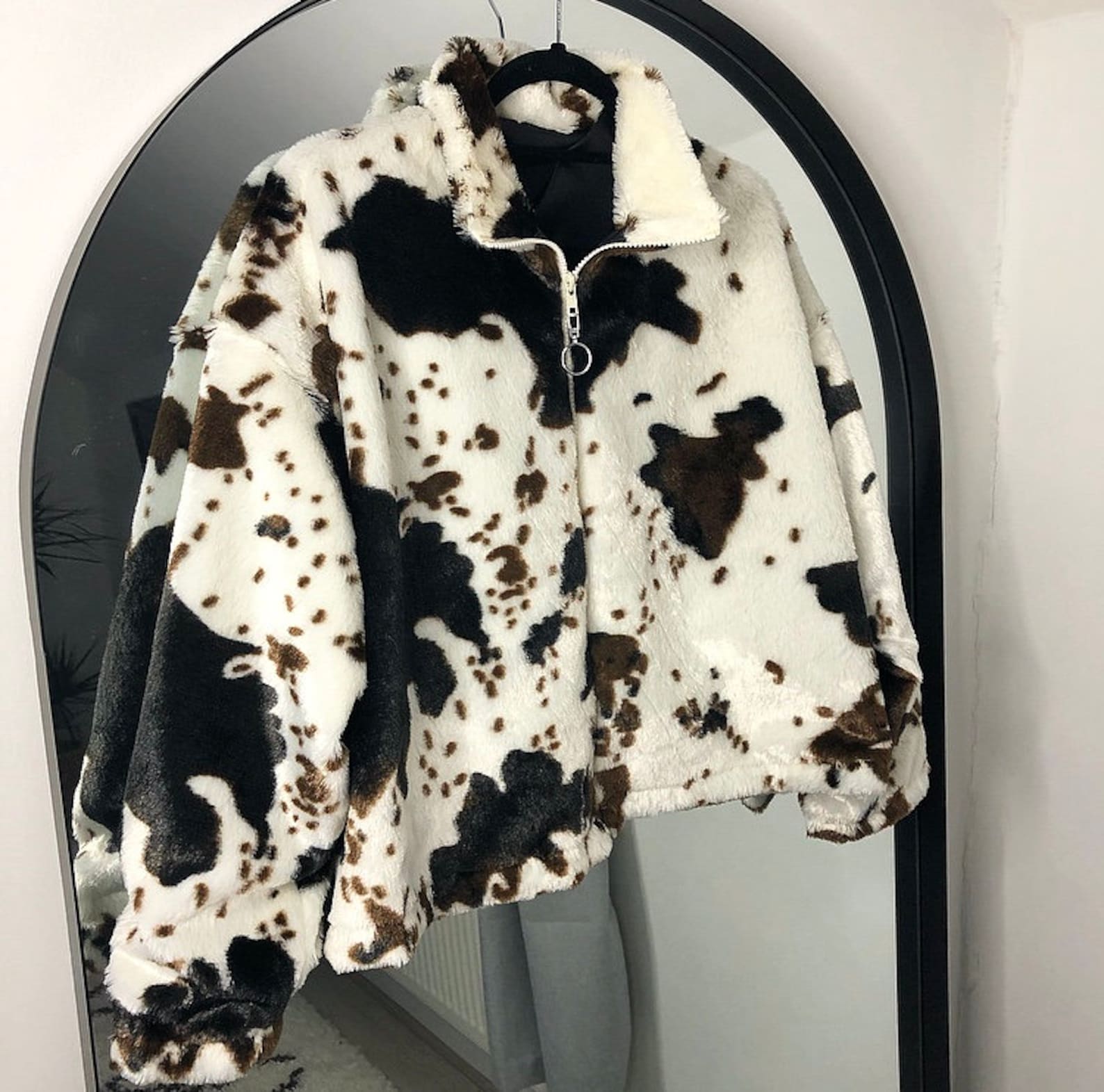 Handmade Brown Cow Faux Fur Jacket - Etsy