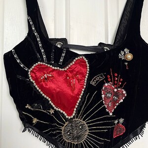 Handmade Heart Heavy Embellished Black Velvet Corset Valentines Corset ...