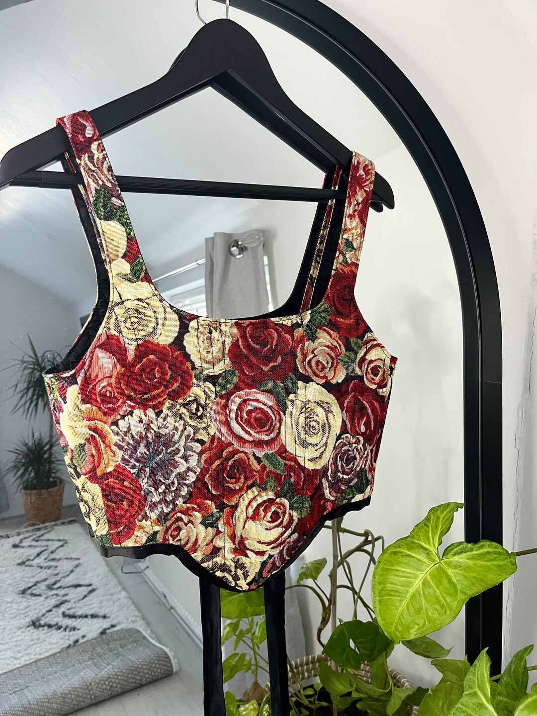 Handmade Rose Floral Tapestry Corset - Etsy