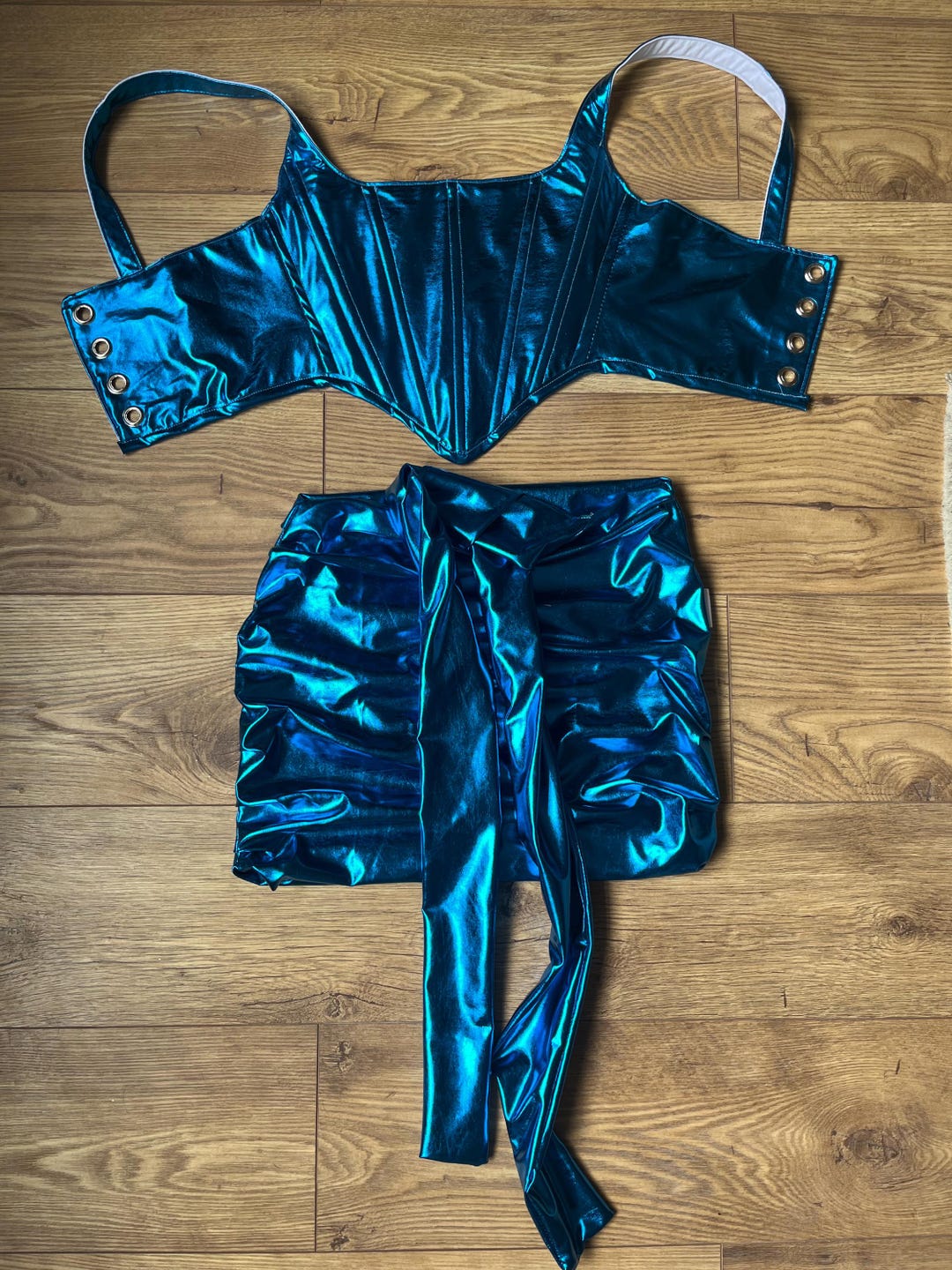 Handmade Alien Tie up Ruched Wet Look Foil Skirt - Etsy