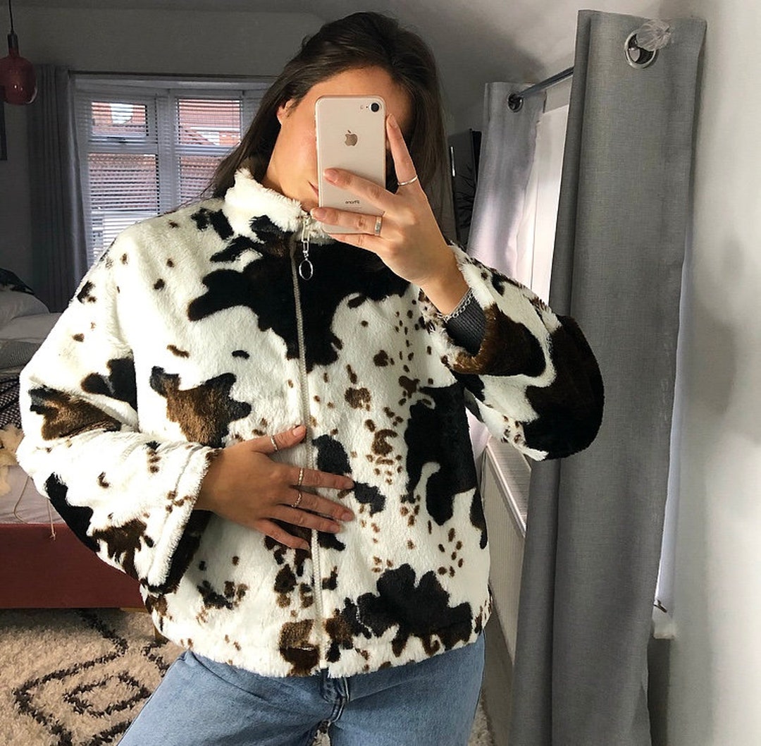 Handmade Brown Cow Faux Fur Jacket - Etsy