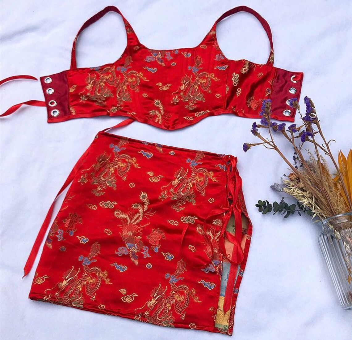 Multiple Colours Handmade Chinese Dragon Brocade Side Split - Etsy