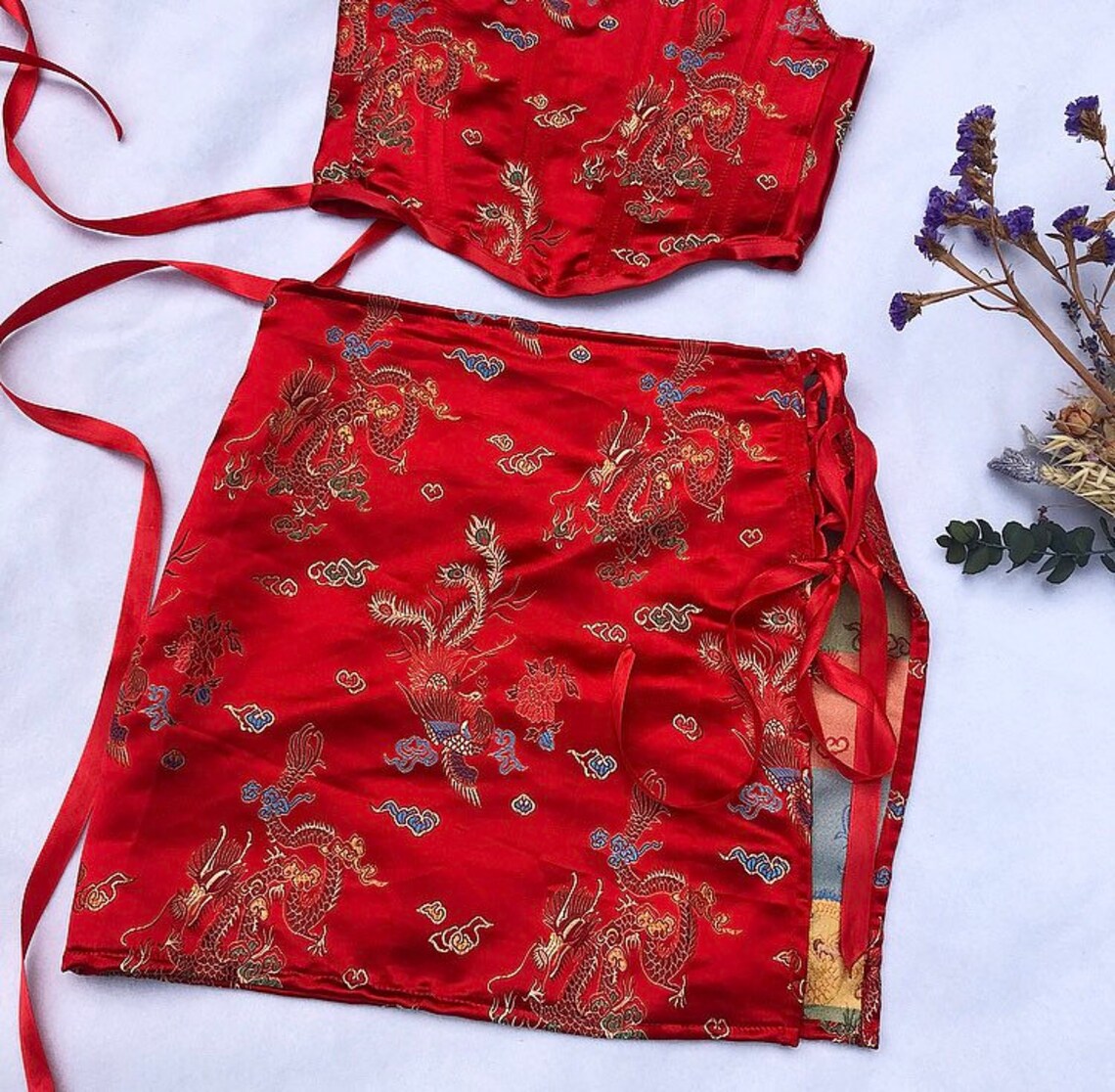 Multiple Colours Handmade Chinese Dragon Brocade Side Split - Etsy