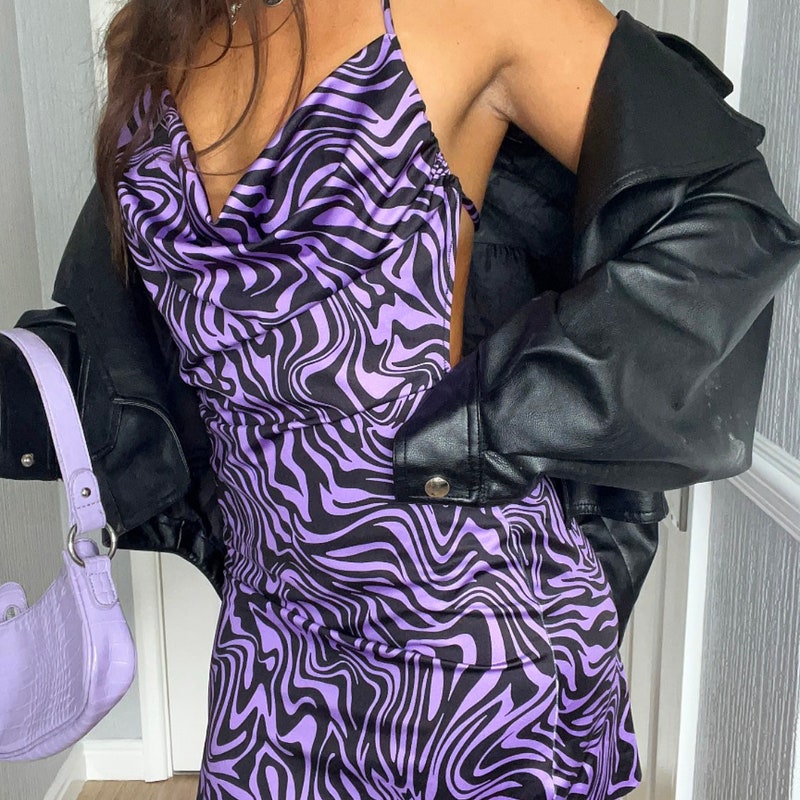 Purple Zebra Print Dress - Etsy