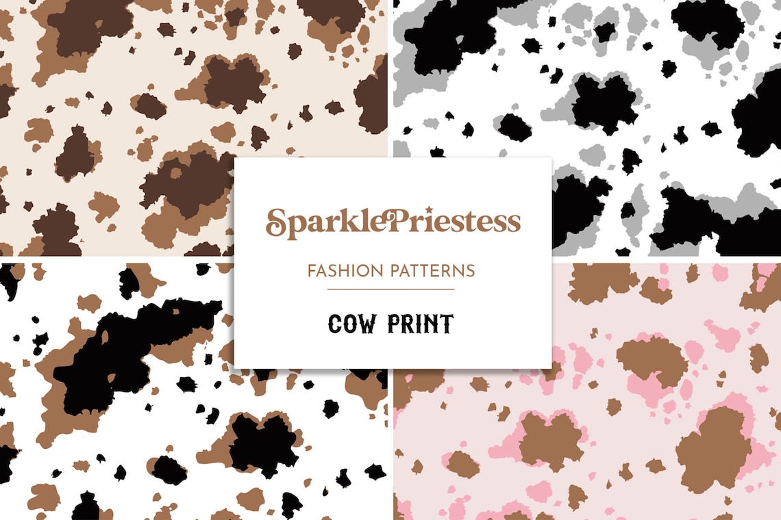 Cow Print Seamless Repeating Pattern Adobe Illustrator JPG - Etsy