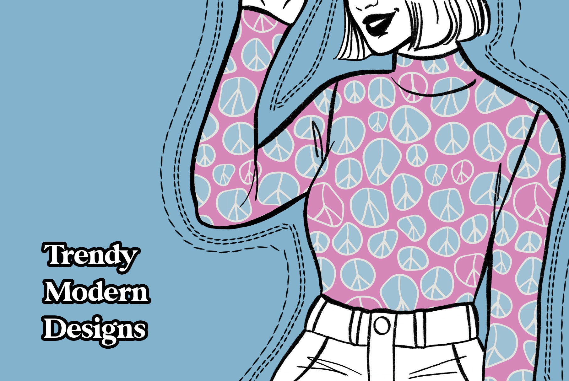 Groovy Peace Sign Seamless Repeating Pattern - Adobe Illustrator, JPG ...