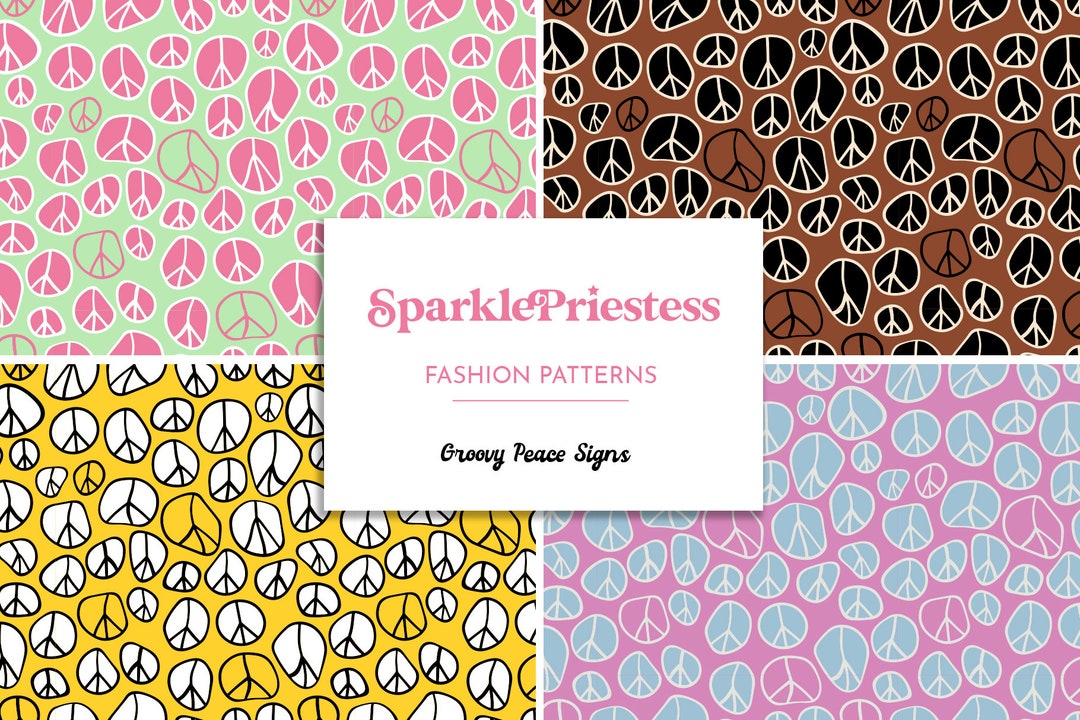 Groovy Peace Sign Seamless Repeating Pattern - Adobe Illustrator, JPG ...