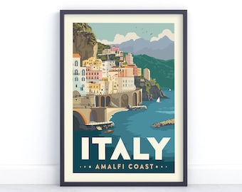 Amalfi Coast Traditional Travel Print Italy Amalfi Print - Etsy