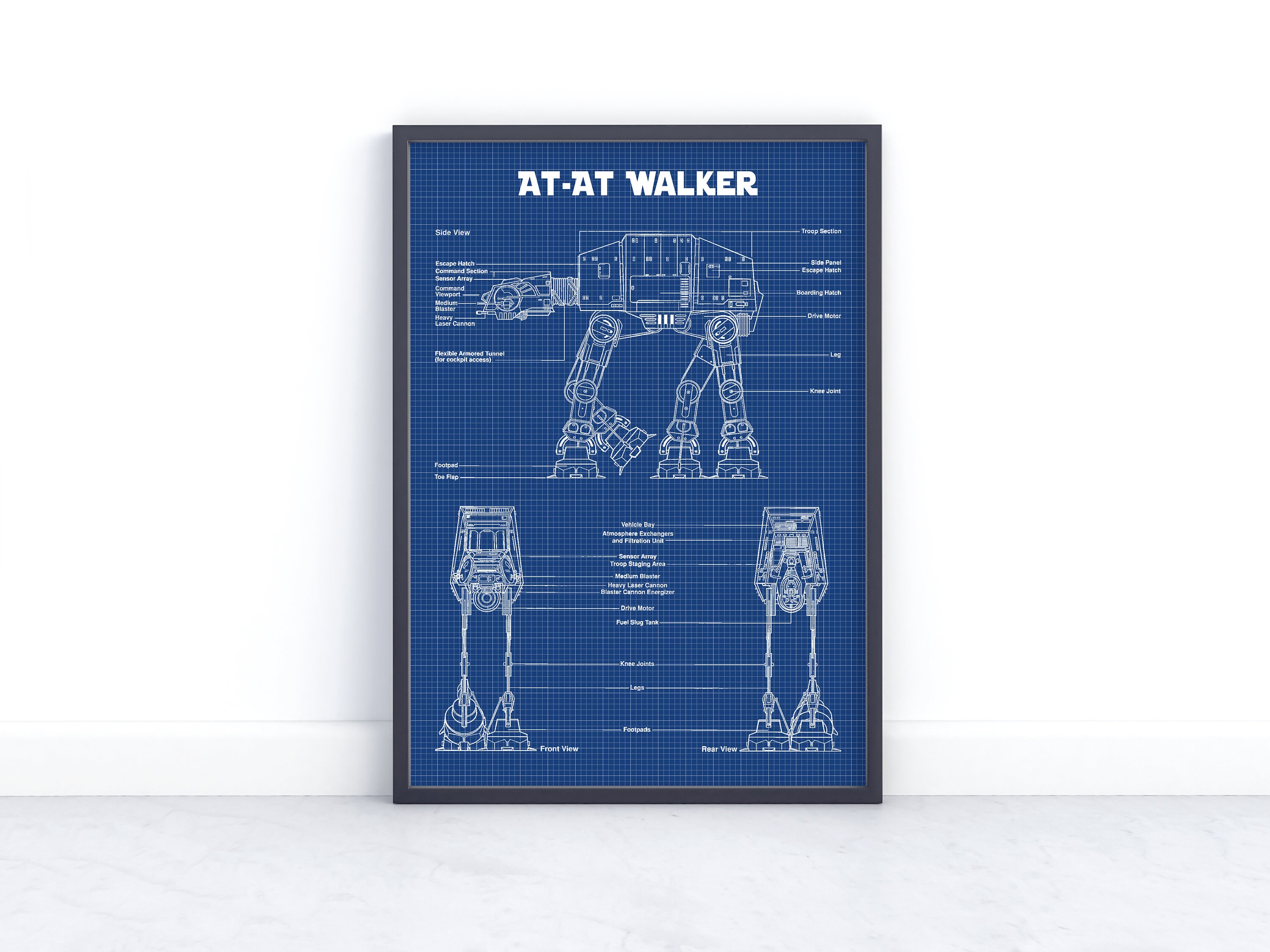 AT AT Walker Blueprints Wall Fan Art Print Photography Gift Home Decor ...