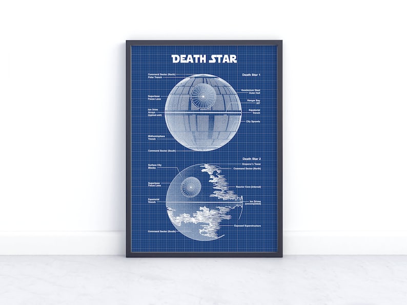 Death Star Blueprints Wall Art Print Photography Gift Home | Etsy