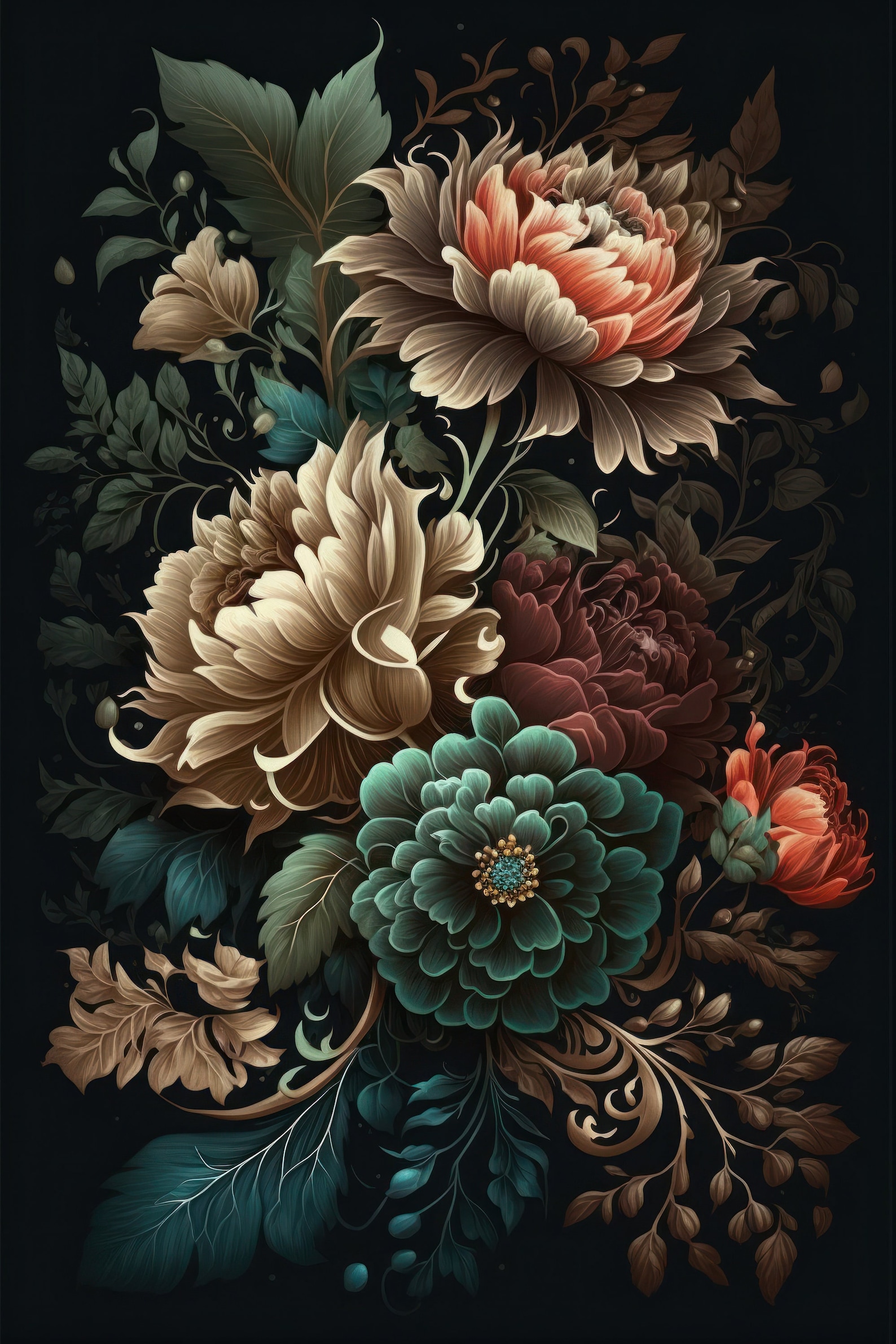 Spring Floral Wallpaper AI Generated & Enhanced Digital Download Poster ...