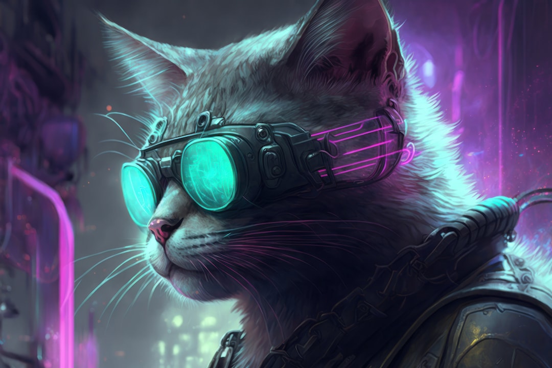 Cyberpunk Cat Wallpaper AI Generated & Enhanced Digital Download Poster ...