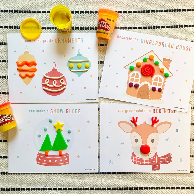 Christmas Play Dough Mats - Digital Download, Winter Play Doh Mats ...