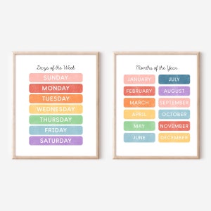 Set of 8 Rainbow Educational Posters - Digital Download, Classroom ...