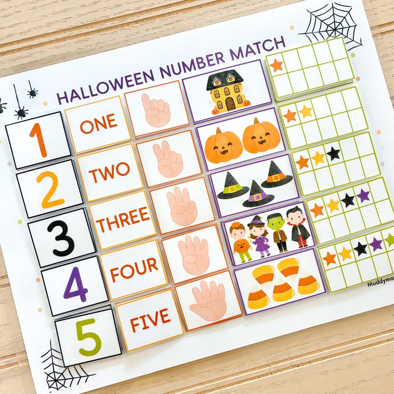Halloween Number Match - Digital Download, Counting Practice for ...