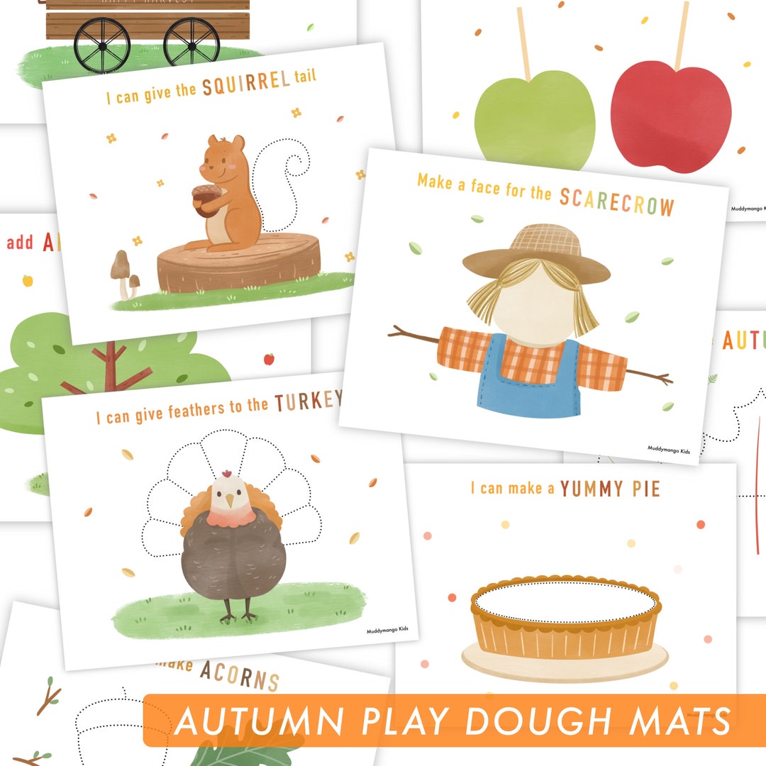 Autumn Play Dough Mats - Digital Download, Fall Play Dough Activity ...