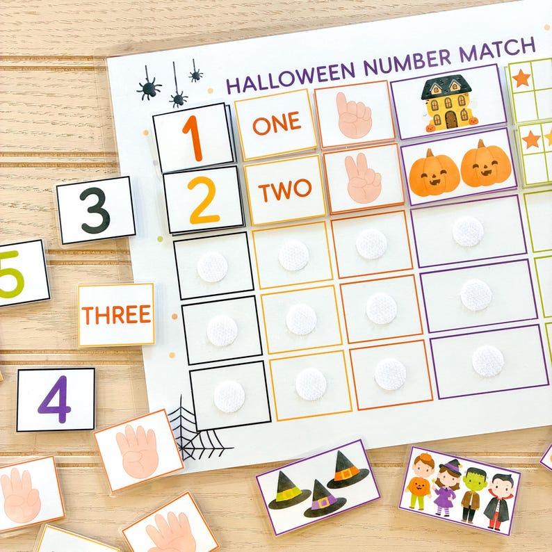 Halloween Number Match - Digital Download, Counting Practice for ...