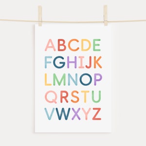Set of 4 Educational Posters, Digital Download, Alphabet, Numbers 1-10 ...