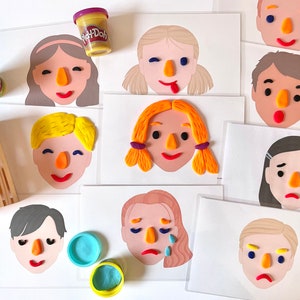 Face Play Dough Mats - Digital Download, Feelings Emotion Play Dough ...