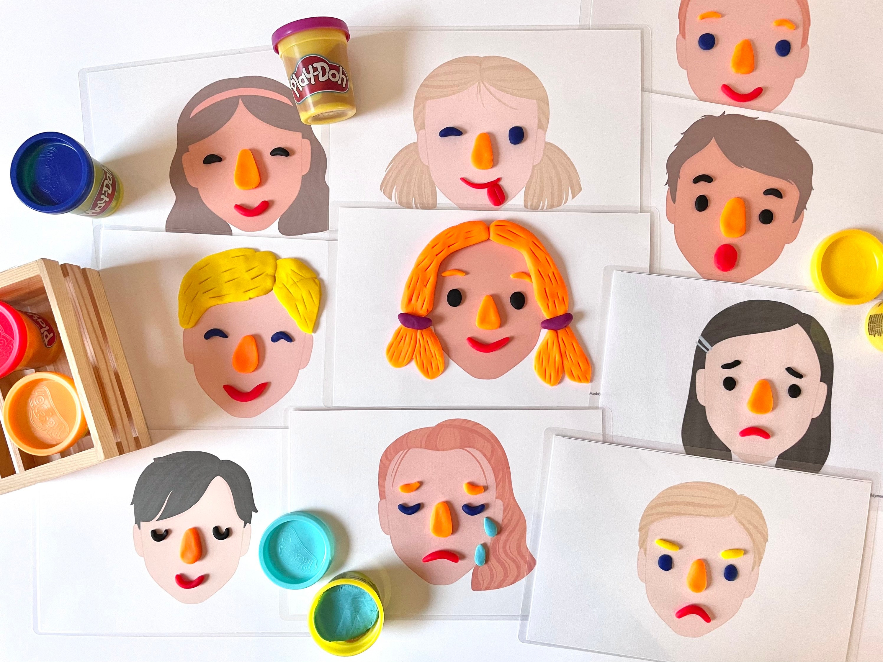 Face Play Dough Mats - Digital Download, Feelings Emotion Play Dough ...