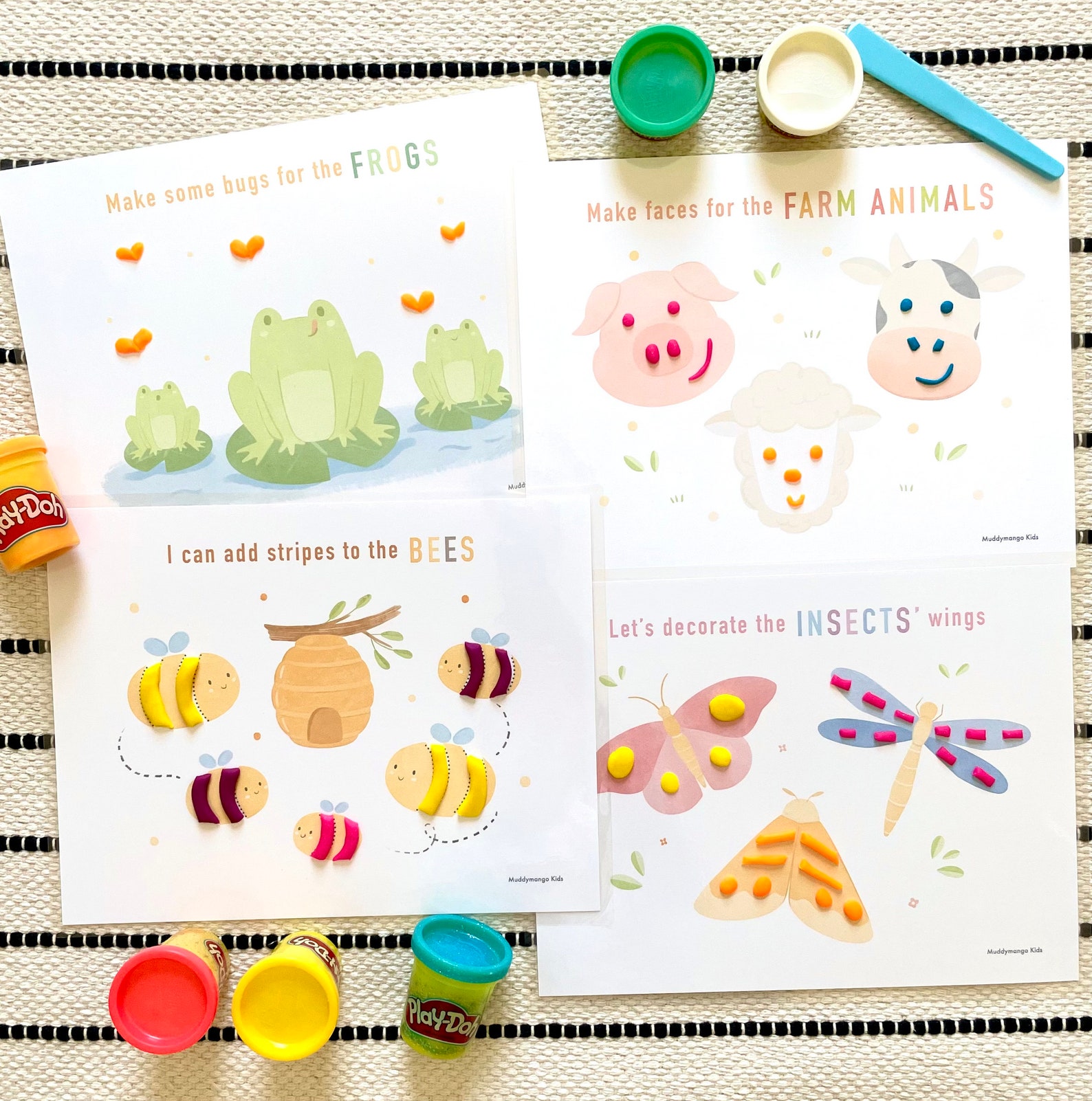 Animal Play Dough Mats - Digital Download, Play Dough Activity ...