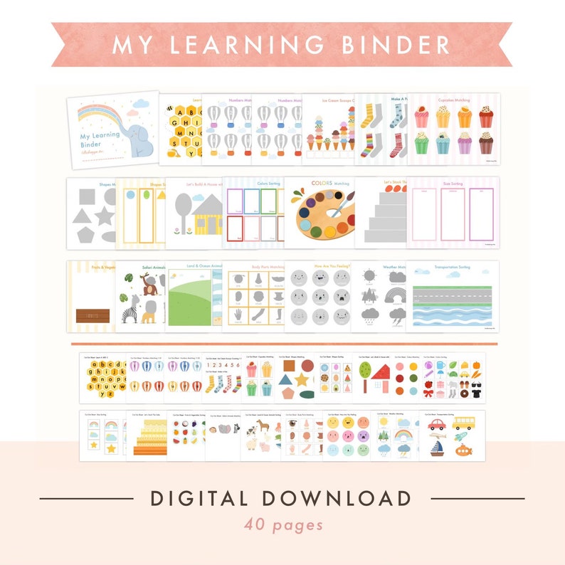 Toddler Learning Binder Digital Download Toddler Busy Book - Etsy