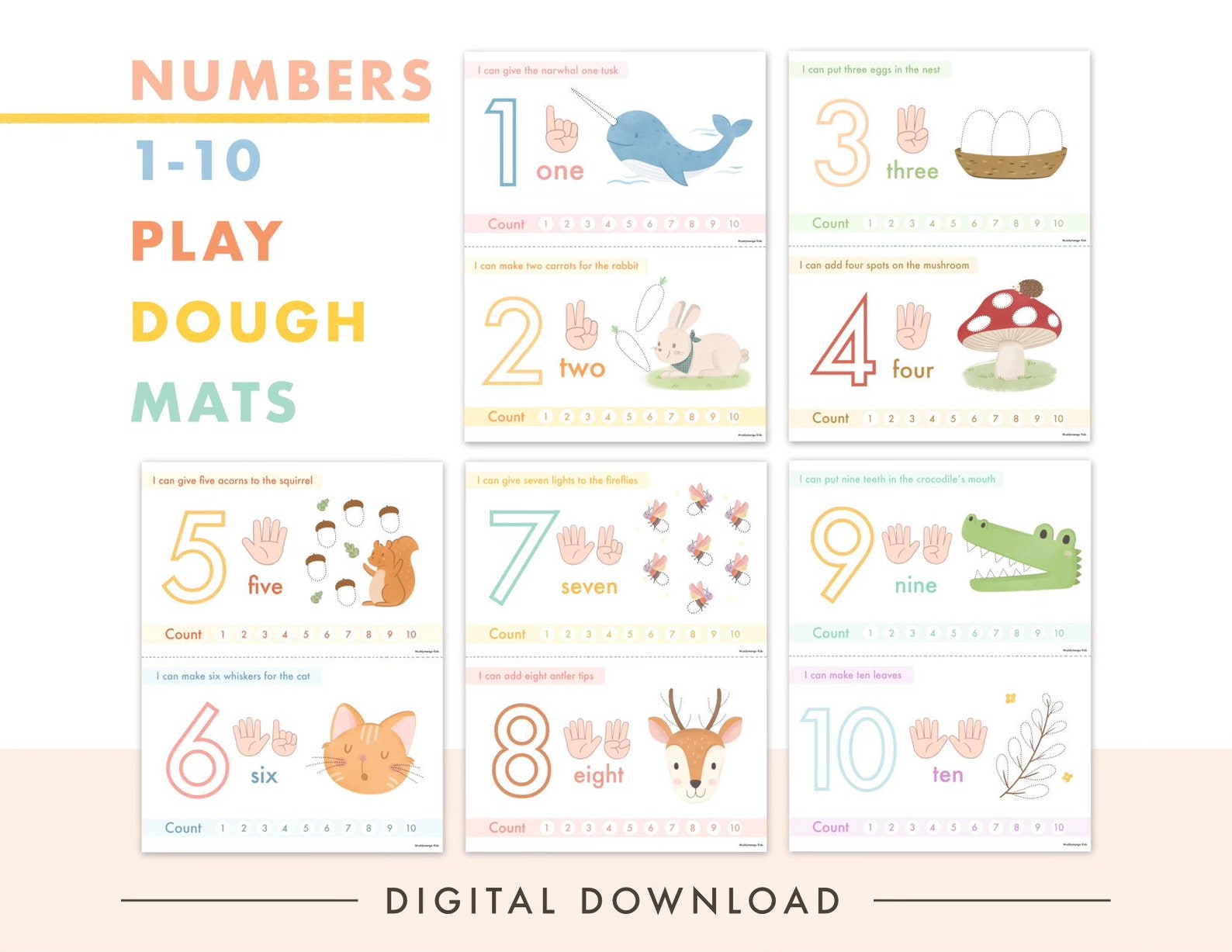 Numbers Play Dough Mats Digital Download Number Cards - Etsy