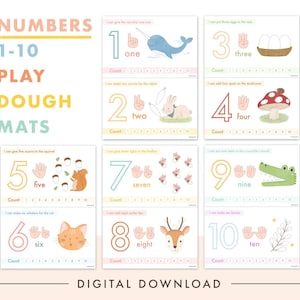 Numbers Play Dough Mats - Digital Download, Number Cards, Numbers ...