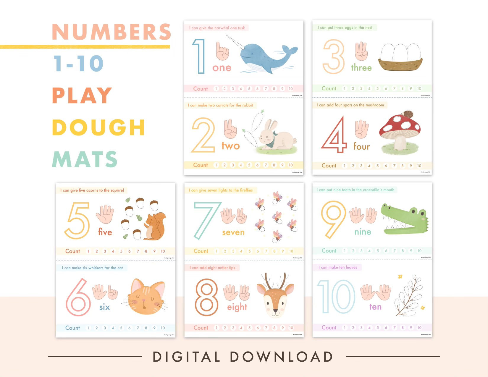 Numbers Play Dough Mats Digital Download Number Cards - Etsy