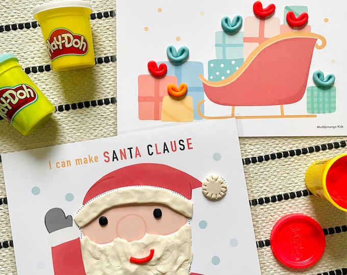 7 Christmas Playdough Mats, Printable Play Doh Mats, Christmas Play ...