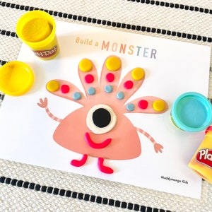 Monster Play Dough Mats - Digital Download, Printable Monster Playdoh ...