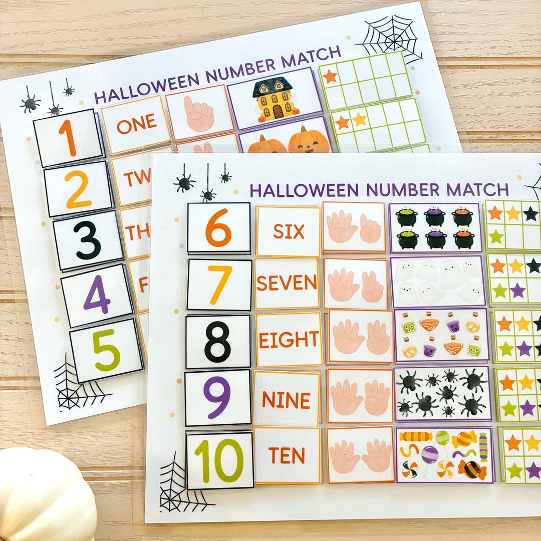 Halloween Number Match - Digital Download, Counting Practice for ...