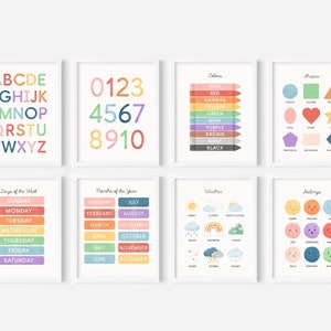 Set of 8 Rainbow Educational Posters - Digital Download, Classroom ...