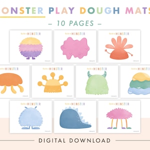 Monster Play Dough Mats - Digital Download, Printable Monster Playdoh ...