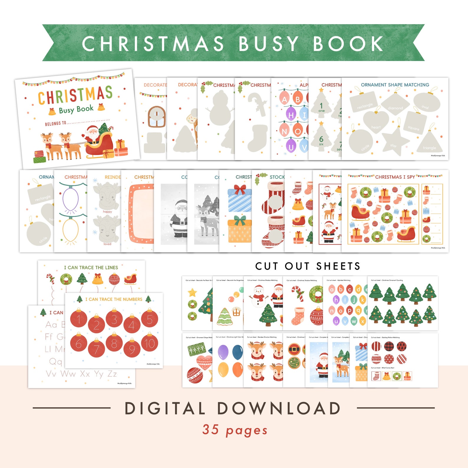 Christmas Busy Book - Digital Download, Christmas Activity Book for ...