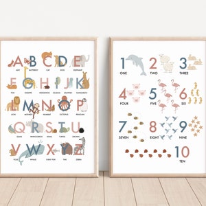 Set of 2 Animal Alphabet and Numbers 1-10 Posters Alphabet | Etsy