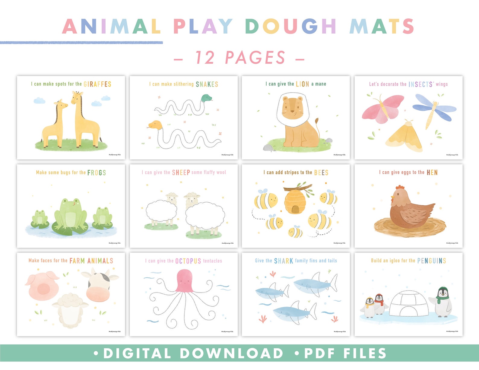 Animal Play Dough Mats Digital Download Play Dough - Etsy
