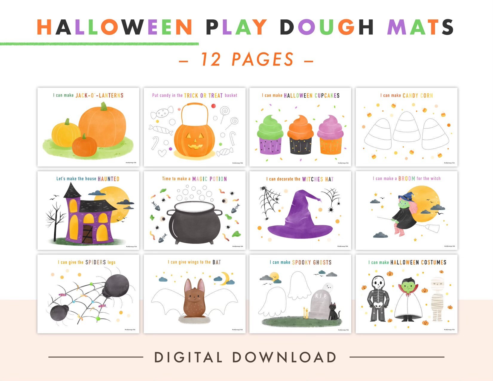Halloween Play Dough Mats - Digital Download, Play Doh Activity ...