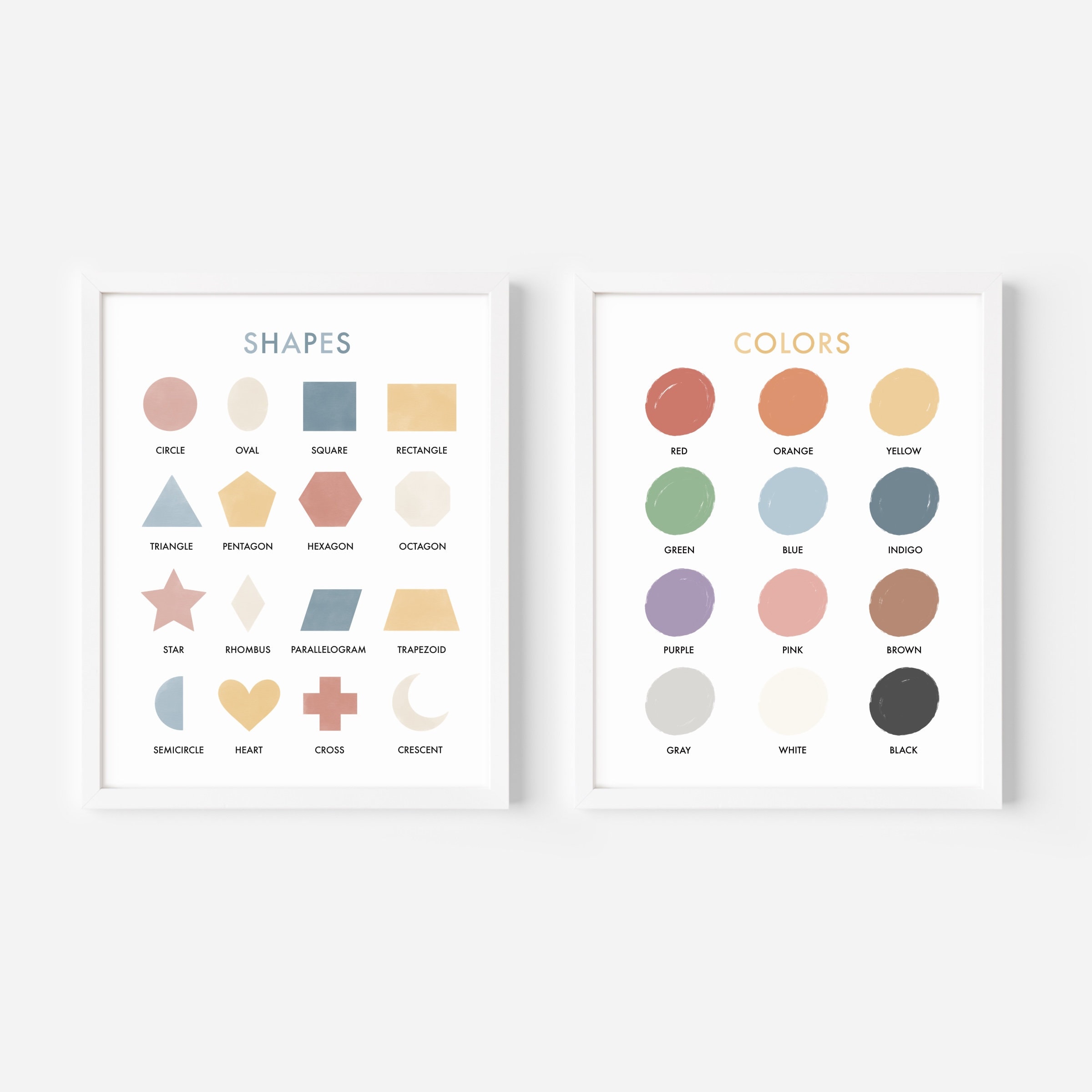 Set of 2 Colors and Shapes Posters Colors and Shapes Prints - Etsy