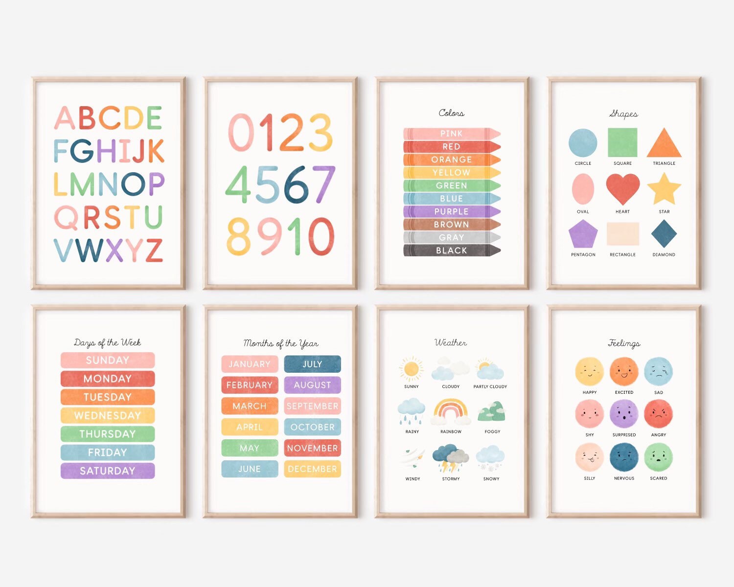 Set of 8 Rainbow Educational Posters Digital Download - Etsy