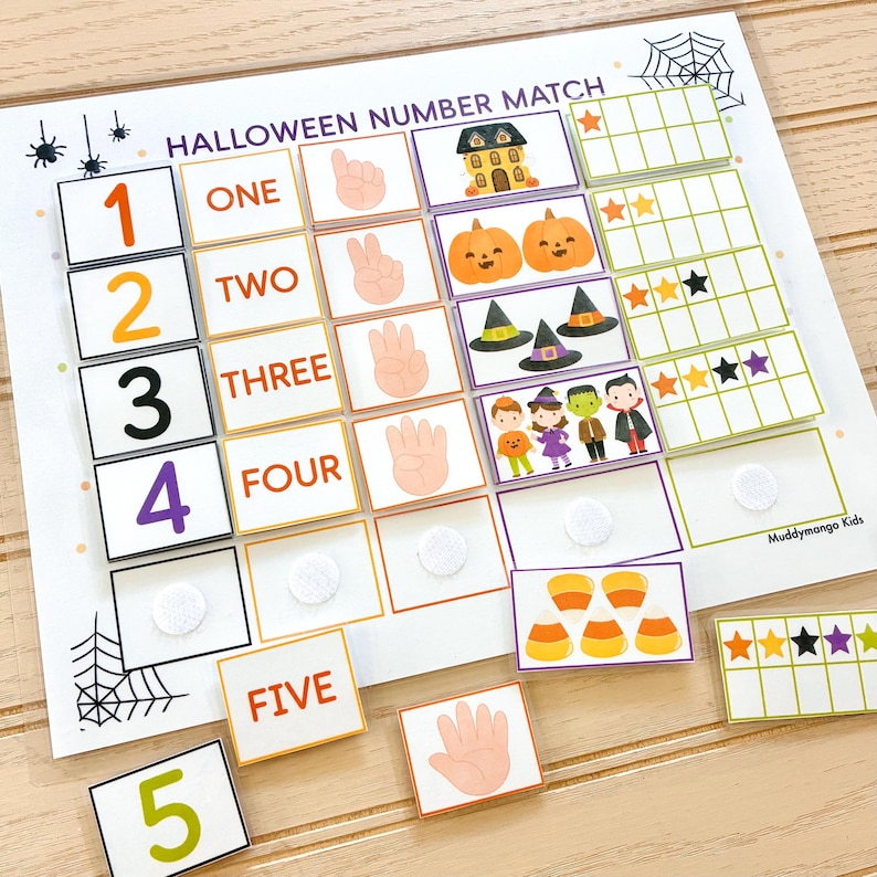 Halloween Number Match - Digital Download, Counting Practice for ...
