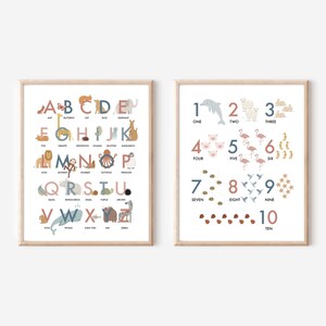 Set of 2 Animal Alphabet and Numbers 1-10 Posters Alphabet | Etsy