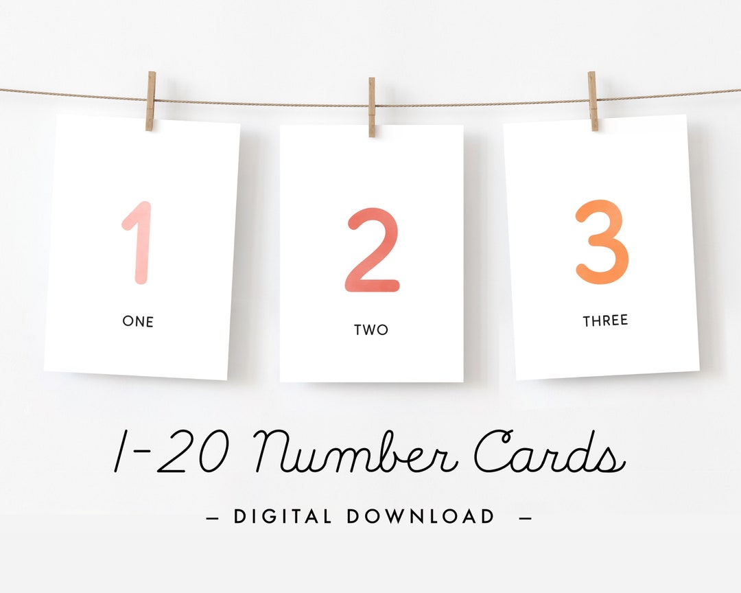 1-20 Number Cards Digital Download Printable Number Flash - Etsy