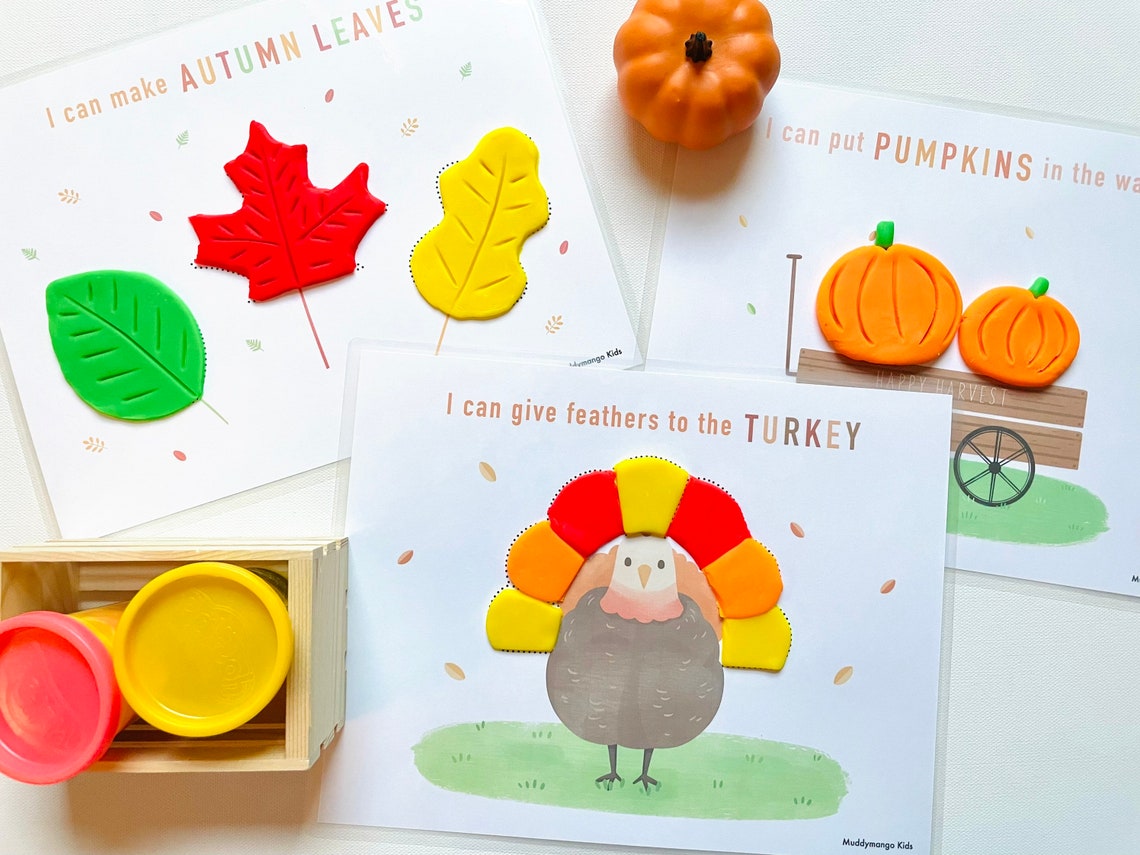Autumn Play Dough Mats - Digital Download, Fall Play Dough Activity ...