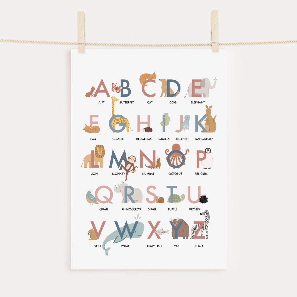 Set of 2 Animal Alphabet and Numbers 1-10 Posters Alphabet - Etsy