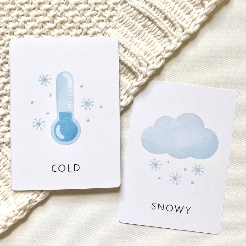 Weather Cards - Digital Download, Printable Weather Flash Cards for ...